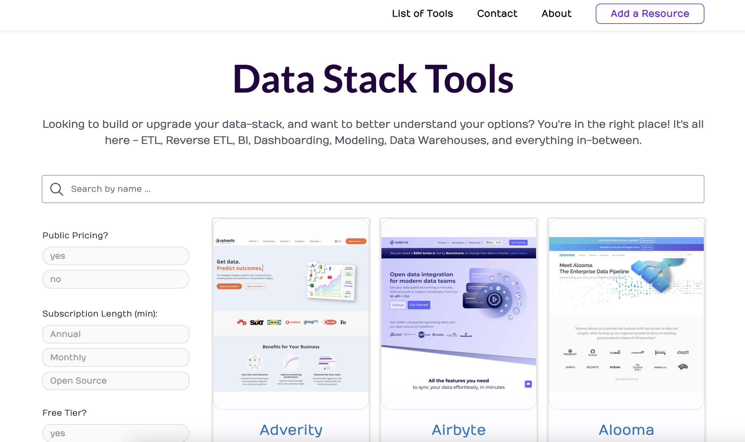Data Stack Tools - Everything you need to build a modern data stack.