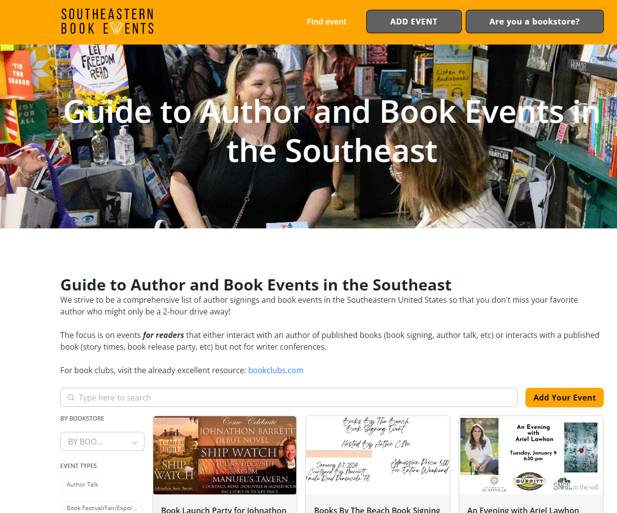 Book Signings & Author Events - Southeastern US | Southeastern Book Events