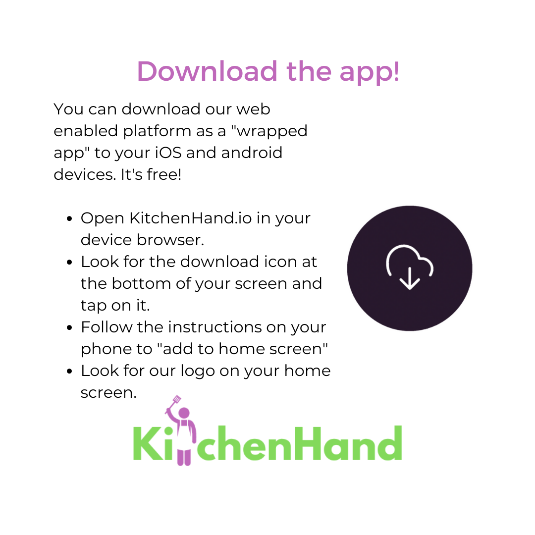 KitchenHand home page