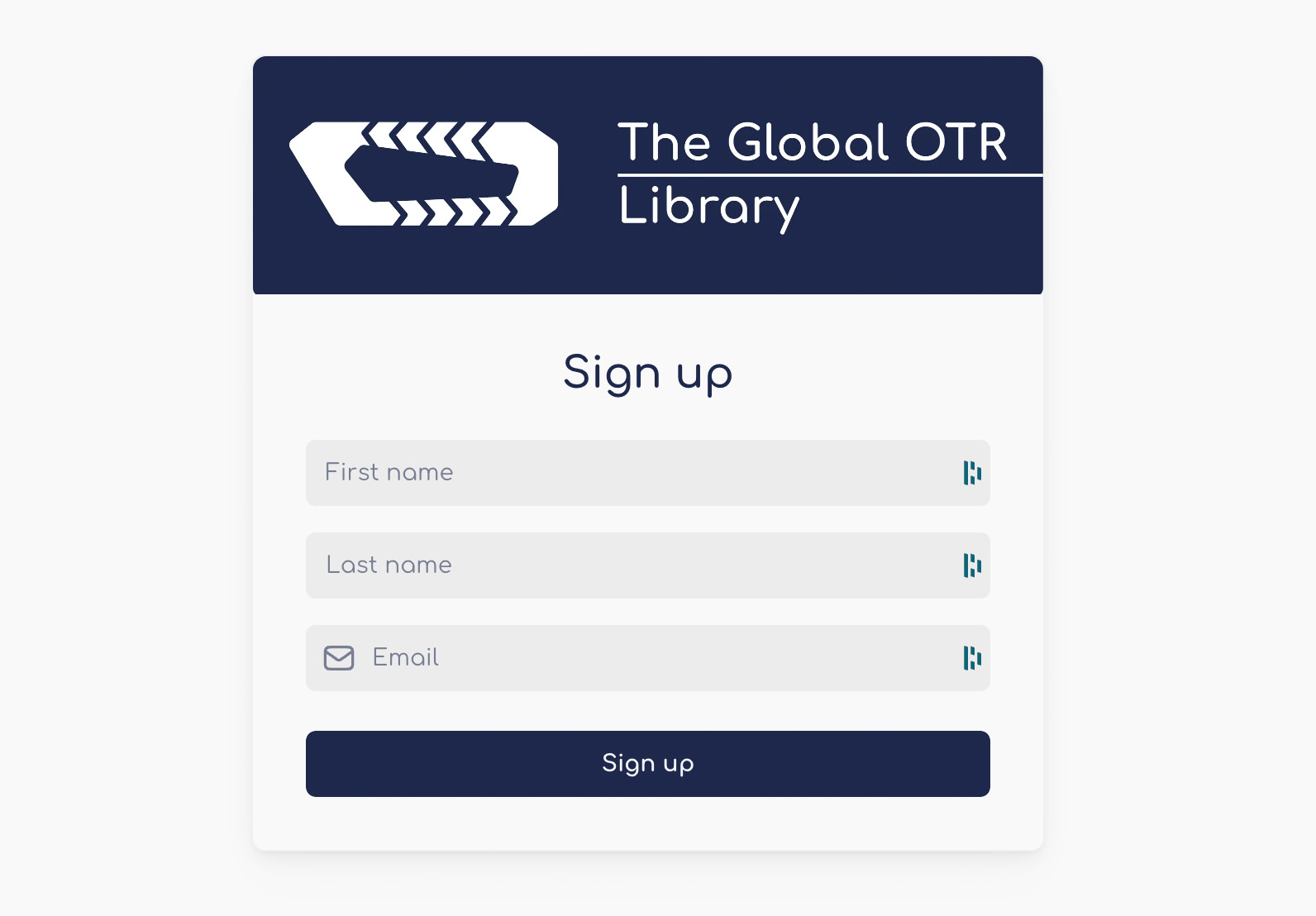 Sign up page of The Global OTR Library