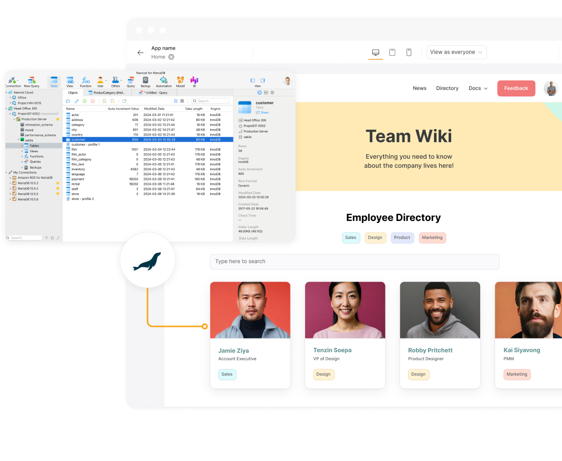 Build internal tools and portals with MariaDB